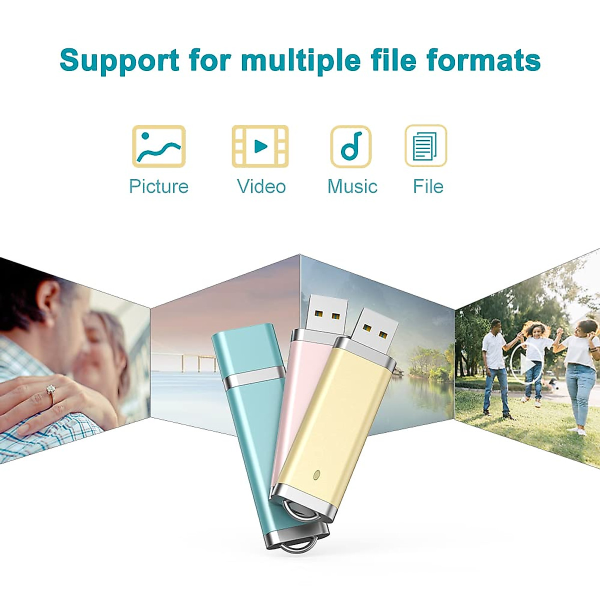 KEXIN 3 Pack 64GB Flash Drive USB Drive Thumb Drive 64 GB USB Flash Drive Jump Drive 64G Flash Drives Photo Memory Stick Pen Drive Zip Drive Pink Yellow Blue