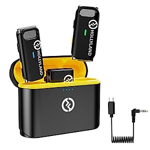 Hollyland Lark M1 Wireless Lavalier Microphone (2TX+1RX), Black Bundle with 3.5mm TRS to USB-C Audio Adapter Cable