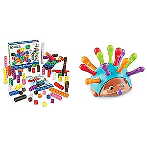 Learning Resources MathLink Cube Big Builders, Imaginative Play, Math Cubes, Early Math Skills, Set of 200 Cubes, Ages 5+ & Spike The Fine Motor Hedgehog, Sensory, Toys for Toddlers, Ages 18 Months+