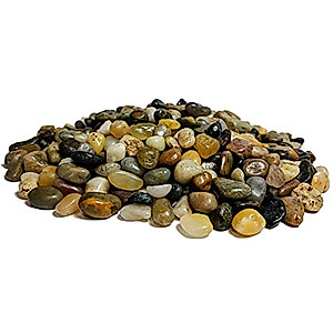 Natural Decorative Polished Mixed Pebbles 3/8" Gravel Size (5-lb Bag)