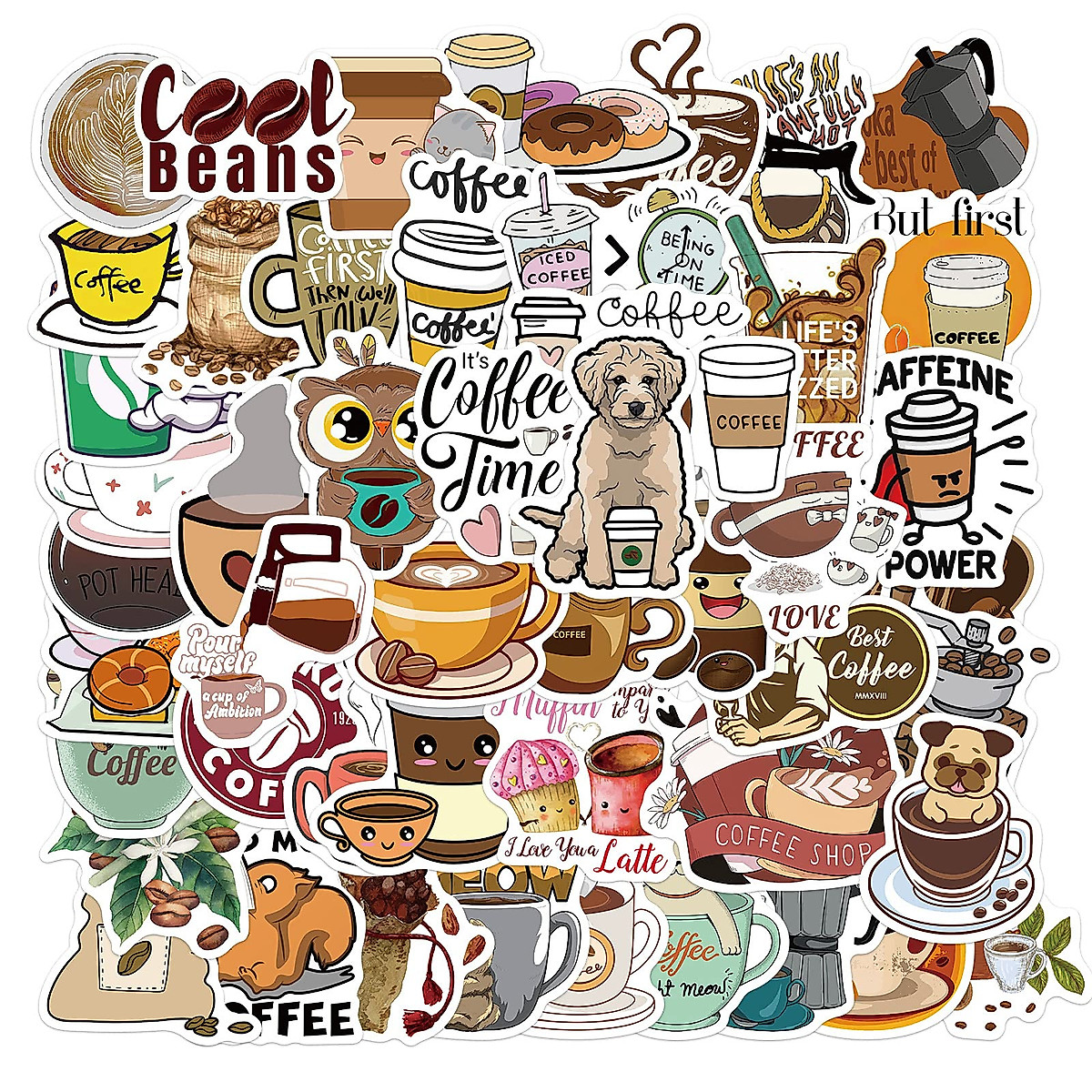 Food Stickers - 50 Pcs Candy Biscuit Coffee Ice Cream Stickers,Vinyl Waterproof DIY Decorations for Laptop Water Botter Guitar,Cocktail Beer Toast Supplies,Lollipop Vegetable Decor for Teens Adults