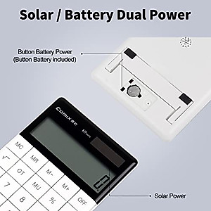 Comix Desktop Calculator with Large LCD Display and Big Button, 12 Digits Baisc Calculator, Battery Solar Dual Powered, for Office Home School C-1371 (White)