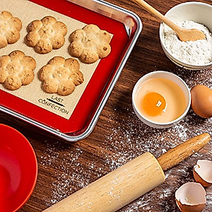 Last Confection Silicone Baking Mat - Set of 2 Non-Stick Quarter Sheet (8-1/2" x 11-1/2") Professional Food Safe Tray Pan Liners