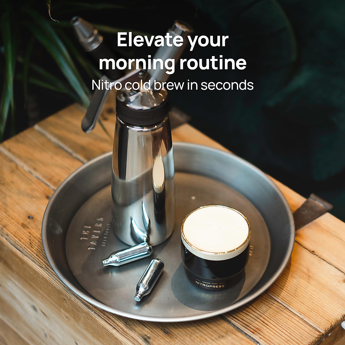 Hatfields London, NitroPress Nitro Cold Brew Maker and Dispenser | Nitro Cold Brew Coffee Maker Gift Set with 40 Nitro Chargers, for At-Home Nitro Coffee