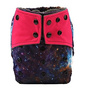 Sigzagor Baby AIll in One Night AIO Cloth Diaper Nappy Sewn in 5 Layer Insert Reusable Washable for Girls (Galaxy)