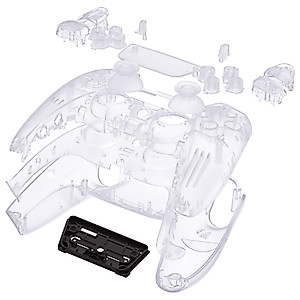 eXtremeRate Full Set Shell with Buttons Touchpad Cover, Clear Custom Replacement Decorative Trim Shell Front Back Plates Compatible with p s 5 Controller BDM-010 020 - Without Controller