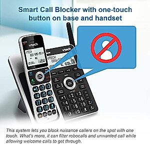VTech VS306-3 DECT 6.0 3 Handsets Cordless Home Phone with Bluetooth, Answering System, Smart Call Blocker, Caller ID Announce, Backlit Display, Duplex Speakerphone (Silver & Black)