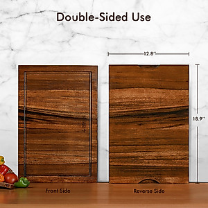 TALENT Wood Cutting Board, 100% Natural Wooden Cutting Boards for Kitchen, Acacia Wood Chopping Board with Juice Groove, Heavy Duty Serving Tray Butcher Block Boards, Pre Oiled, 18.9 x 12.8 x 1.2 in