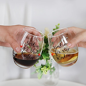 Jogskeor Friends Gift Stemless Wine Glass for Friends Women BFF, Bestie, Friends Female, Friendship Gift Ideas, Christmas Wedding Party Winter Holiday Birthday, 15 Oz