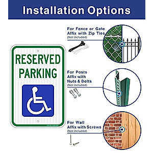 Reserved Parking Signs (4 Pack), Handicap Parking Sign, with Picture of Wheelchair Sign, 18 x 12 Engineer Grade Reflective Sheeting Rust Free Aluminum, Weather Resistant, Waterproof, Durable Ink