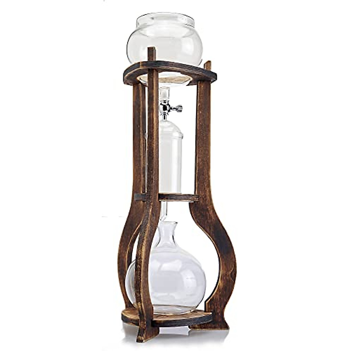 Nispira Iced Coffee Cold Brew Drip Tower Coffee Maker Wooden, 6-8 cup