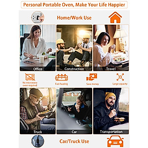 Dosevita Portable Oven Lunch Box Food Warmer 12V,24V,110V Mini Portable Oven Heated Lunch Box for Reheating and Cooking Meals for Car/Truck/Work/Travel/Home (Black)