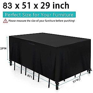 Relime Patio Furniture Covers, 83 x 51 x 29 inch Waterproof Patio Cover, Durable 420D UV Protection Outdoor Table Set Cover with 4 Windproof Buckles No Tears Anti UV No Fading