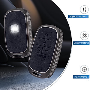 YO&YOYE Compatible with Honda Key Fob Cover with Keychain Leather Key Case Protector for 2022 Honda Accord Civic CRV Pilot Odyssey 11th Gen Smart Key Case Holder (Black)