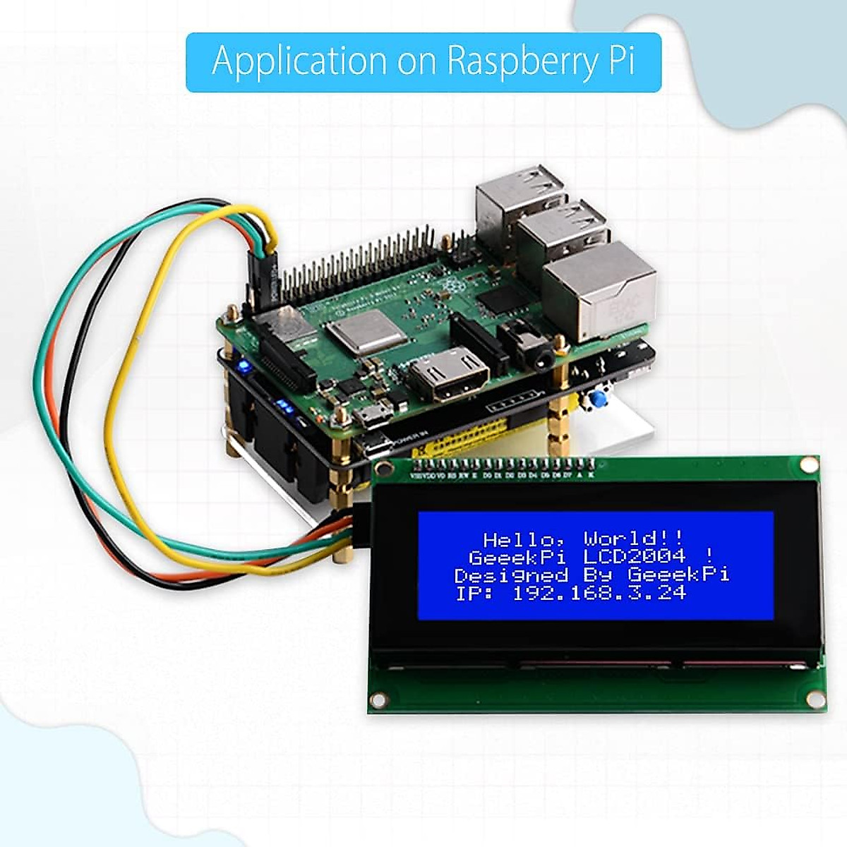 GeeekPi 20x4 I2C LCD Display Module for Raspberry Pi & Arduino