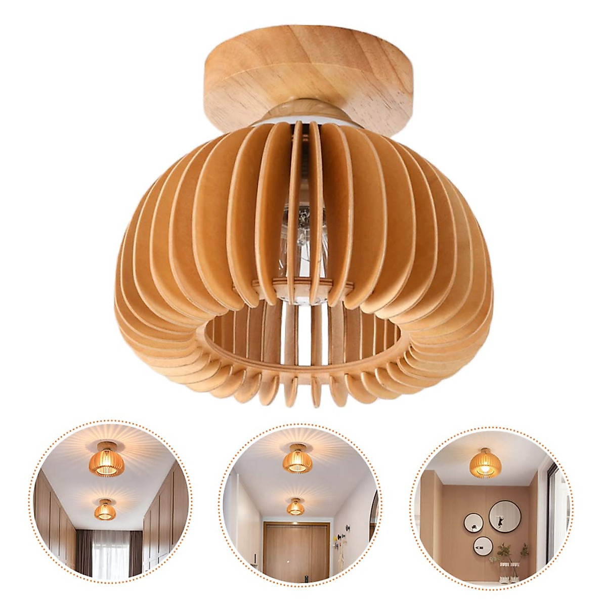 DOITOOL 1pc Wooden Ceiling Lamp Ceiling Light Fixture Flush Mount Light Fixture Ceiling Lamp Shade Light Fixtures Ceiling Mount Hallway Light Fixtures Ceiling Entryway Light Fixture