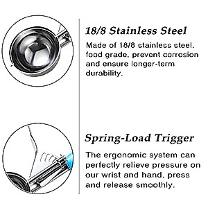 HOMURE H Portion Scoop Set, 3 PCS Cookie Scoops, Ice Cream Scoop, Dishers Scoops, Cupcake Scoop - #16 (2.7 oz), 20 (2 oz), 30 (1.25 oz)
