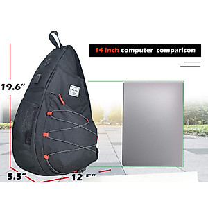 d'yallee Tennis Bag for Men Women, Racquetball Pickleball Paddle Squash Sling Bags Crossbody Sports Backpack Adult with USB Charge Port (Black)