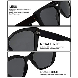 Be One Women Cat Eye Fashion Sunglasses - Polarized UV400 Classic Retro C1 Black Frame + Black Lens