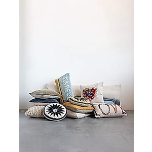 Creative Co-Op Love Chindi Appliqued Rectangle Cotton Tassel Corners Lumbar Pillow, Multicolor