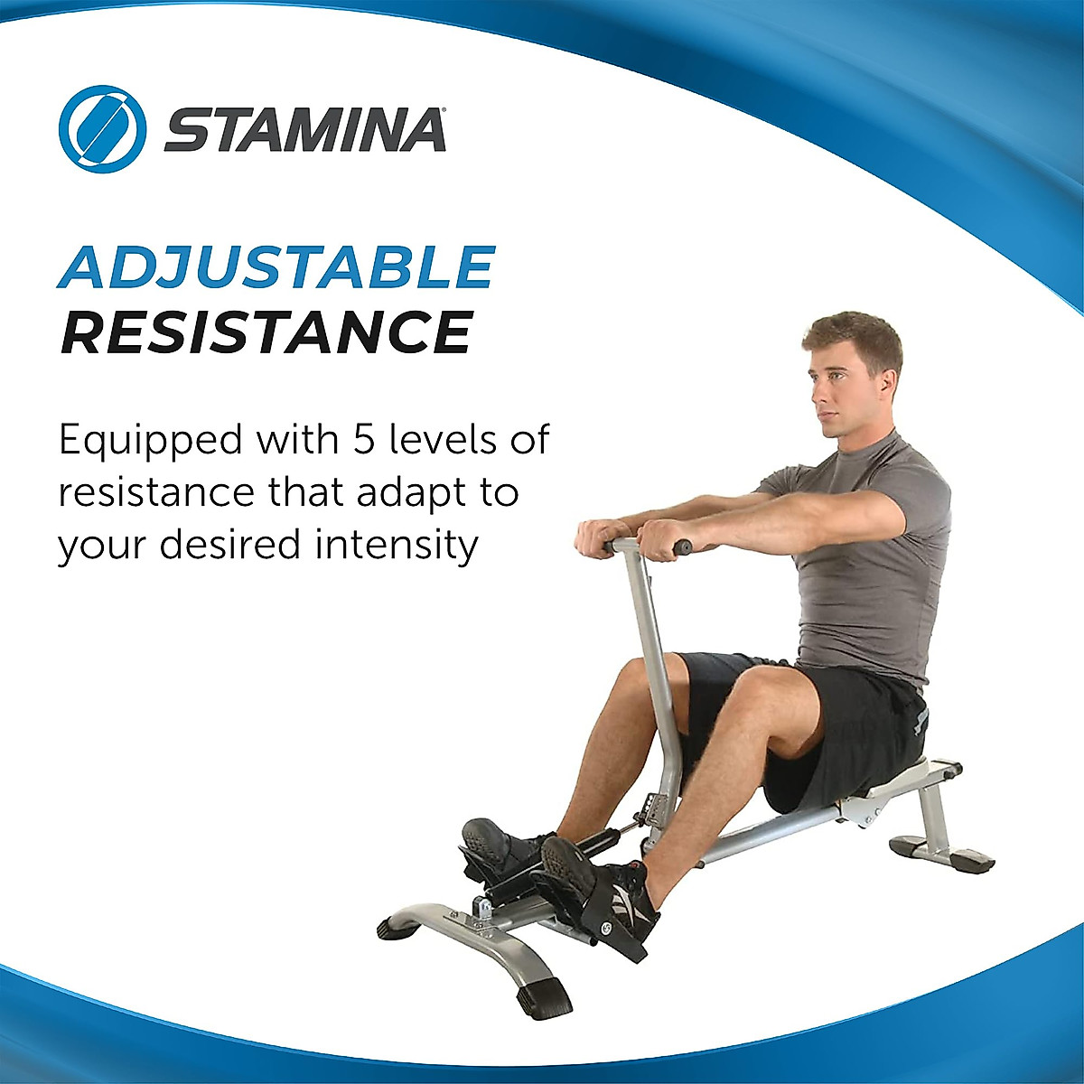 Stamina Inmotion Hydraulic Rower Machine with Smart Workout App - Rowing Machine with Adjustable Resistance for Home Gym Fitness - Up to 250 lbs Weight Capacity