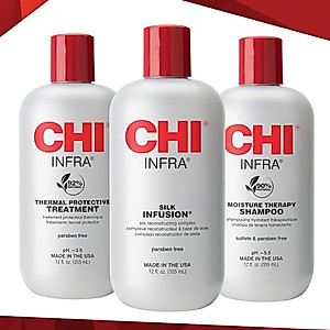 CHI Infra Trio Kit, Includes Infra Shampoo, Infra Thermal Protective Treatment, & Silk Infusion For Hair Strength & Shine, Paraben & Sulfate-free, 3 Products, 12 Oz