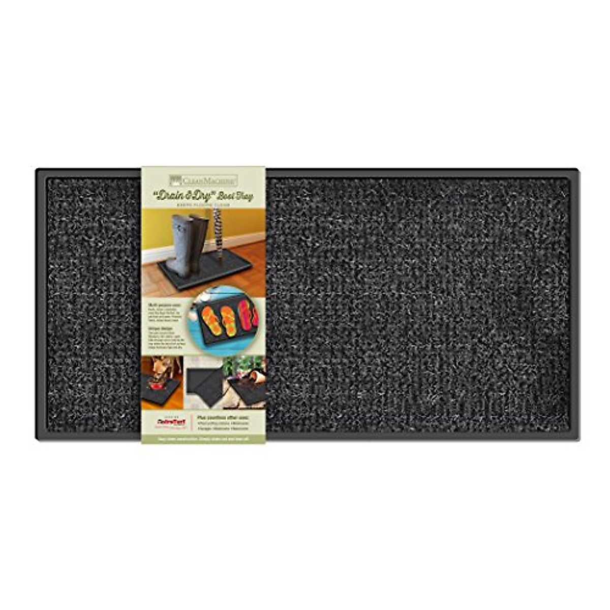 GrassWorx Clean Machine Drain & Dry Boot Tray, 14" x 28", Flint (10376363)