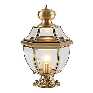 SANBDDLYY Outside Deck Streetlight Home Lawn Driveway Backyard Backyard Column Lamp Water Proof Outdoor Post Light E27 Simplicity Brass Exterior Pillar Lamp Villa Fence Gate House Porch Patio