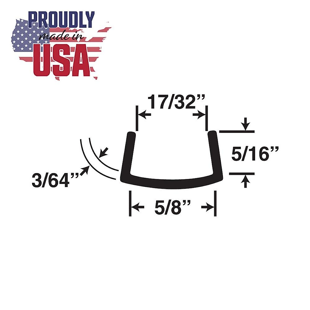 Outwater Plastics Black 5/8'' Styrene Plastic U-Channel/C-Channel 72 Inch Lengths (Pack of 10 Pieces, 60 feet Total)