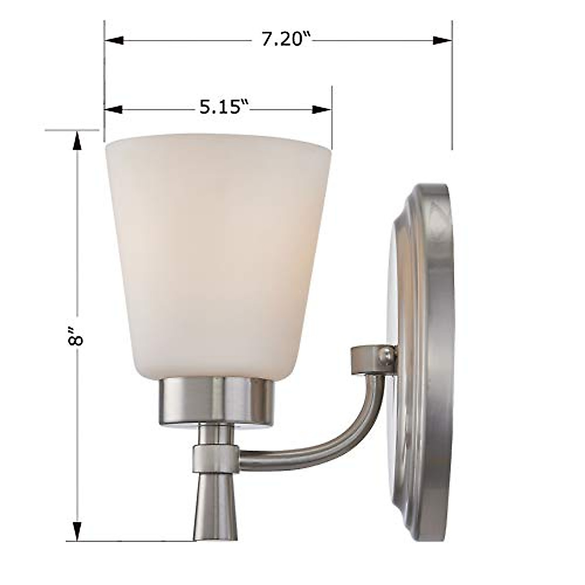 GRUENLICH 1-Light Wall Sconce, Bathroom Vanity Lighting Fixture, E26 Base 60W Max, Metal Housing with Glass, Nickel Finish, 1-Pack