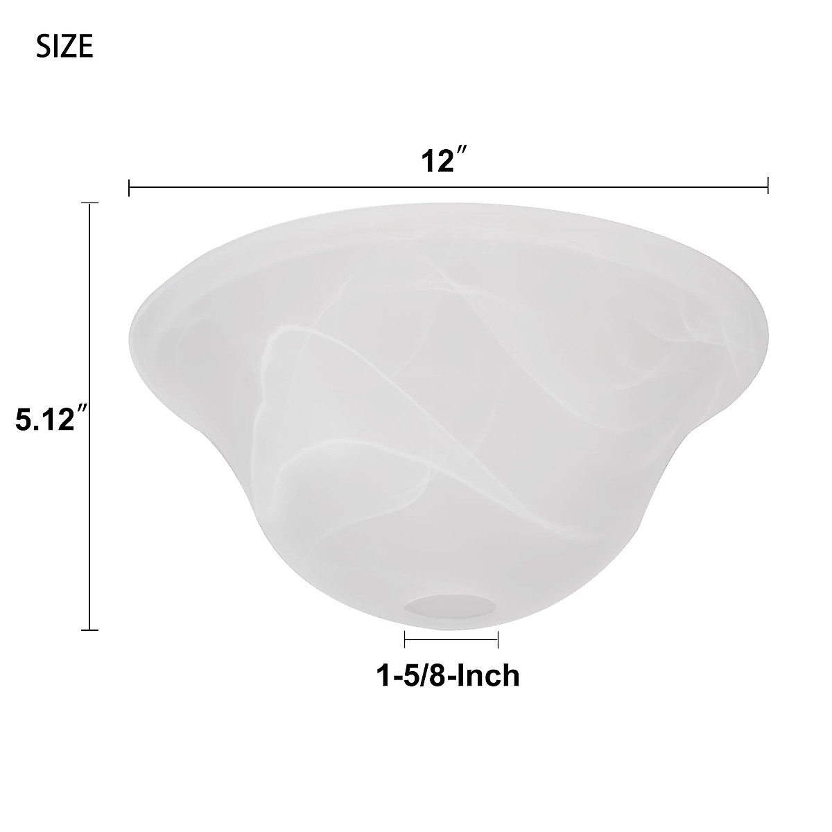 SHENGQINGTOP 12"D Alabaster Glass Domed Shade with 1.65" Opening, Pendant Light Cover, Lighting Fixture Replacement