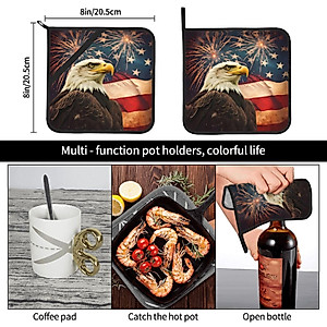 Mother's Day with Red Hearts Pot Holders Sets 2-Piece Set Washable Decorative Kitchen Gift for Cooking Baking BBQ