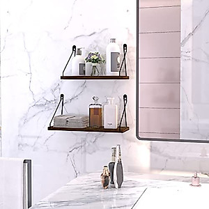 Shelves for Wall Storage, Wall Mounted Shelf for Bedroom Living Room Bathroom Kitchen, Brown (Set of 2)