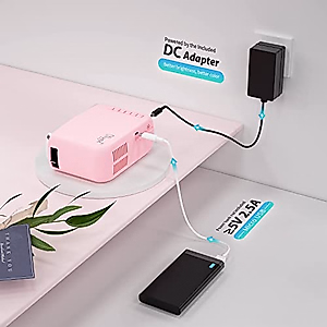 Portable Projector, Outdoor Projector, LED Aesthetic Video Mini Projector for Outdoor Portable Movies Compatible with HDMI, USB, Laptop, TV Stick, iOS and Android Phone, Pink