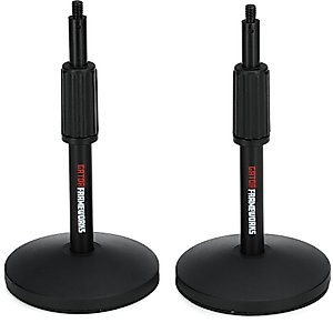 Gator Frameworks (2) Pack of Desktop Mic Stands with (2) 10-ft XLR Cables; (GFW-MIC-DESKTOP-2PK)