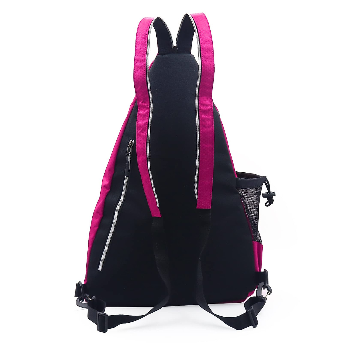 ZOEA Pickleball Bag, Sport Pickleball Sling Bag for Women Man, Adjustable Pickleball Backpack with Water Bottle Holder, Fits 4 Paddles and All Your Other Gear (Rose Red)