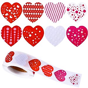 Konsait 500 Pieces Valentine’s Day Heart Stickers, Red Heart Happy Valentines Day Roll Stickers, Sweet Love Decoration Stickers for Valentine’s Day Wedding Gifts Scrapbooking Cards Envelopes