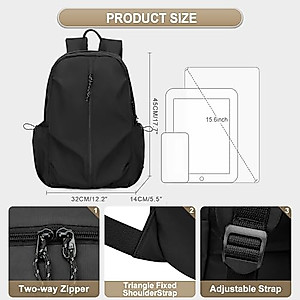 WEPOET Black School Backpack For Teens Boys Girls Cute Bookbag High School Bag Waterproof Casual Daypack College Backpack For Women Men Student Travel Backpack