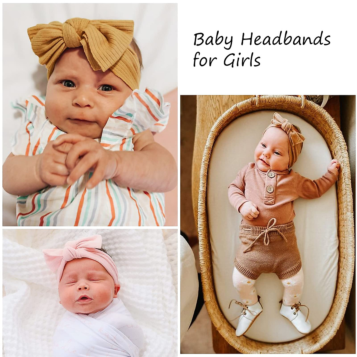 DRESHOW BQUBO Baby Nylon Headbands Hairbands Hair Bow for Girls Newborn Infant Toddlers Hair Accessories