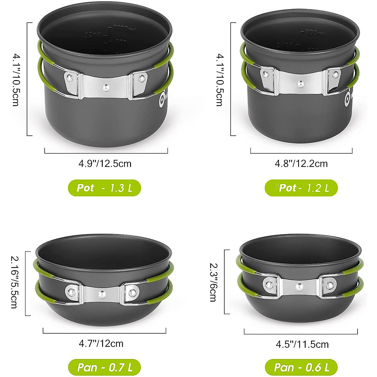 Odoland 16pcs Camping Cookware Mess Kit, Lightweight Pot Pan Mini Stove with 2 Cups, Fork Spoon Kits for Backpacking, Outdoor Camping Hiking and Picnic