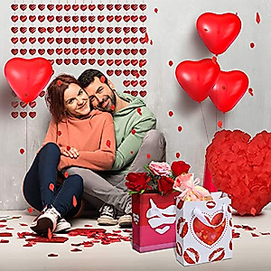 24 Pieces Valentines Paper Bags Kraft Party Hearts Bags with White Ribbon for Valentines Day Galentines Day Anniversary, 7.9 x 6.3 x 2.4 Inch/ 20 x 16 x 10 cm,8 Styles