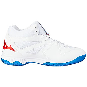 Mizuno Men's Running Volleyball Shoe, Wht Fieryred Frenchblue, 16