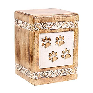 ARTISENIA Wooden Pet Memorial Keepsake Cremation Urns for Ashes Pet Urn Wood Keepsake Box Urns for Cat Dogs Ashes | Cat Memorials 7.5 X 5.5 Inch
