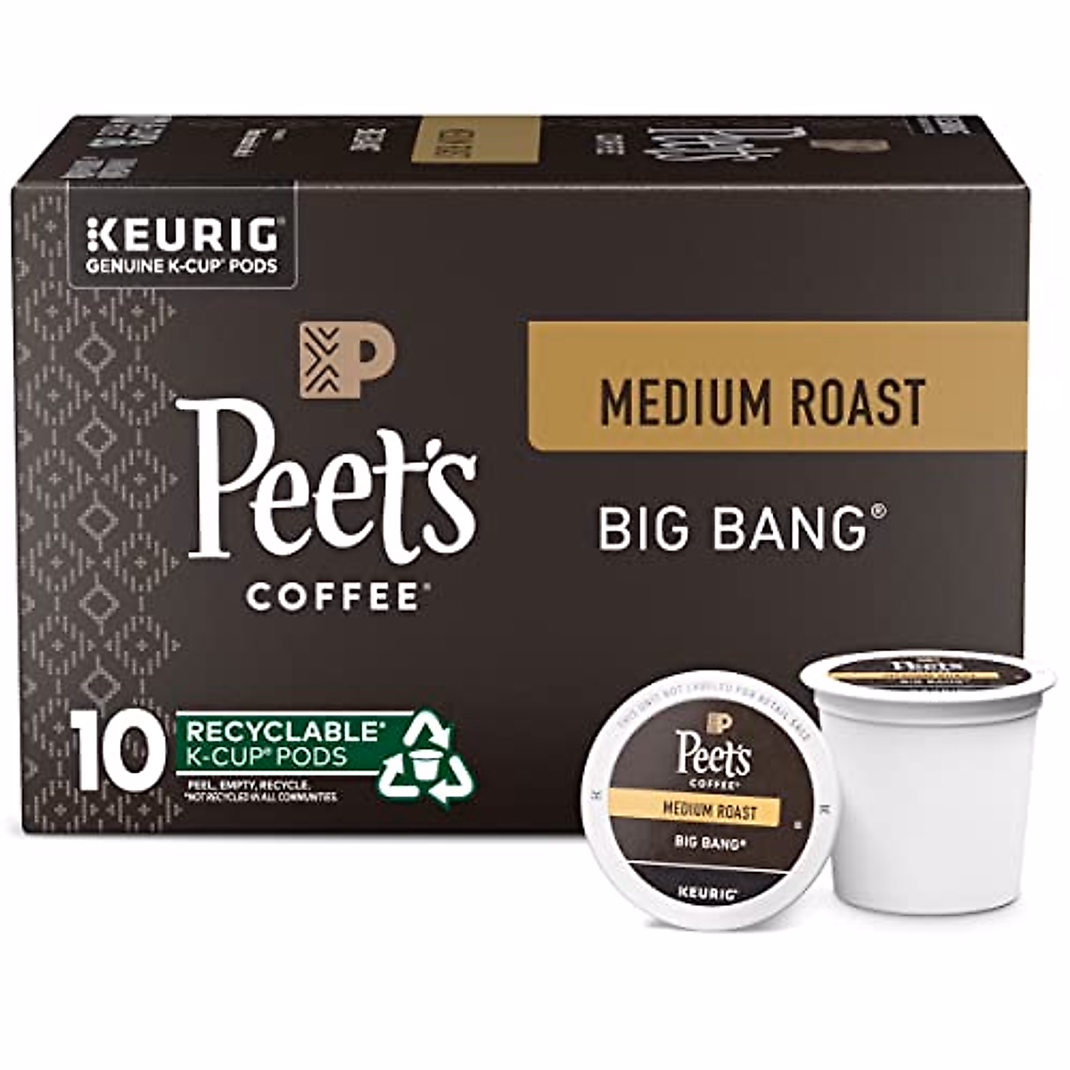 Peet's Coffee, Medium Roast K-Cup Pods for Keurig Brewers - Big Bang 10 Count (1 Box of 10 K-Cup Pods) Packaging May Vary