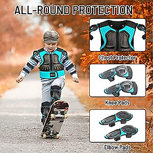 Reomoto Kids Protective Gear,Motorcyle Armor Suit Dirt Bike Gear for Kids Dirt Bike Cycling Skating Off-RoadRiding Skiing (Blue) (020)