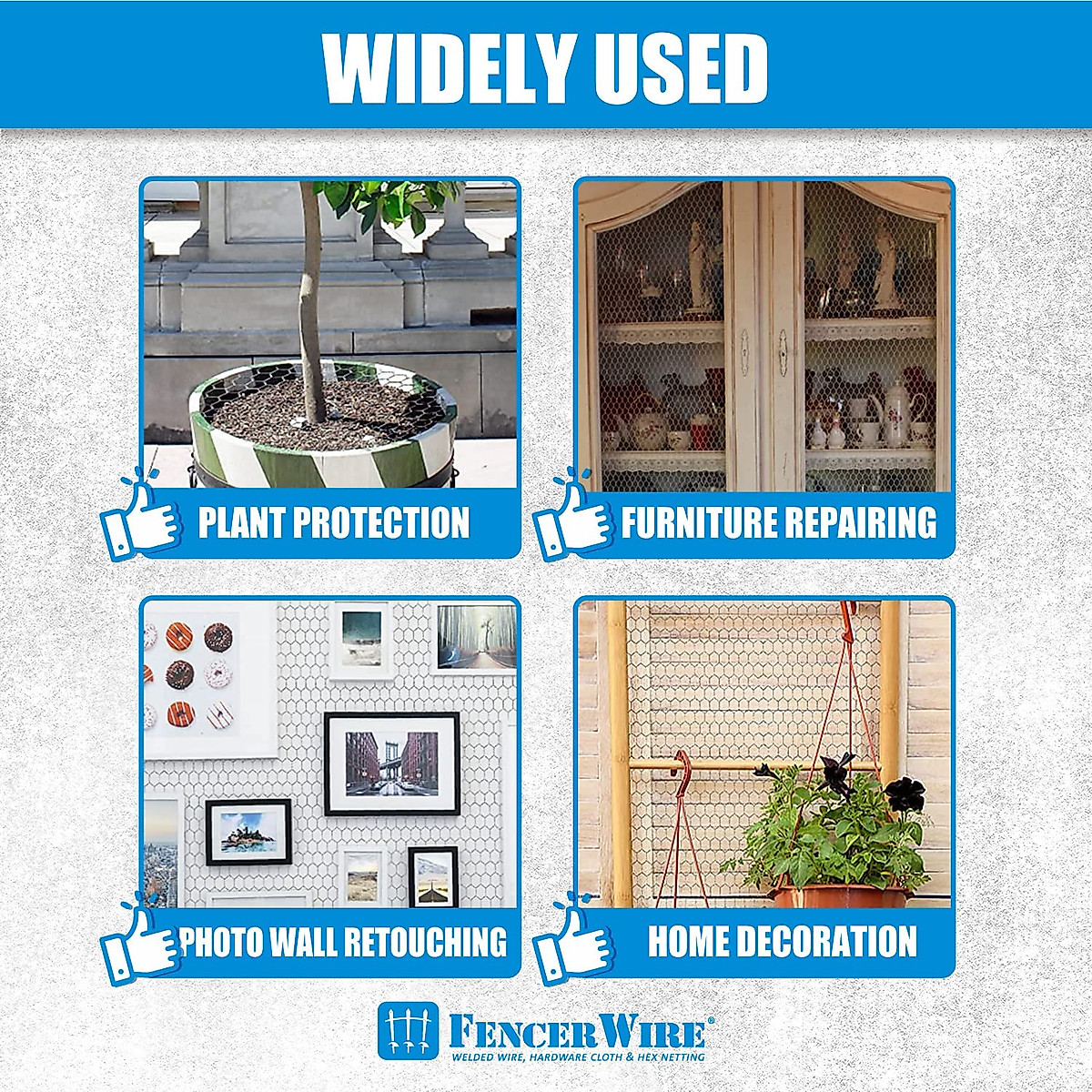 Fencer Wire Poultry Netting Fence, 20 Gauge Galvanized Hexagonal Chicken Wire Fence, 1-Inch Mesh Opening Size (4 ft. x 150 ft.)