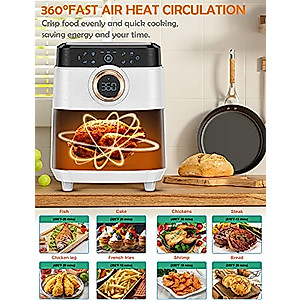 Air Fryer, Airfryer Oven Large Air Fryer 1700W 8-in-1 with Touch Screen Air Fryers Detachable Dishwasher Safe Nonstick Basket Freidora de Aire 36 Recipes BPA & PFOA Free 5.8 QT White Air Fryer