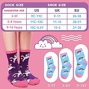 ANTSANG Children Cotton Crew Socks for Girl Kids Toddler Fashion Cute Cartoon Animal Socks 6 Pack