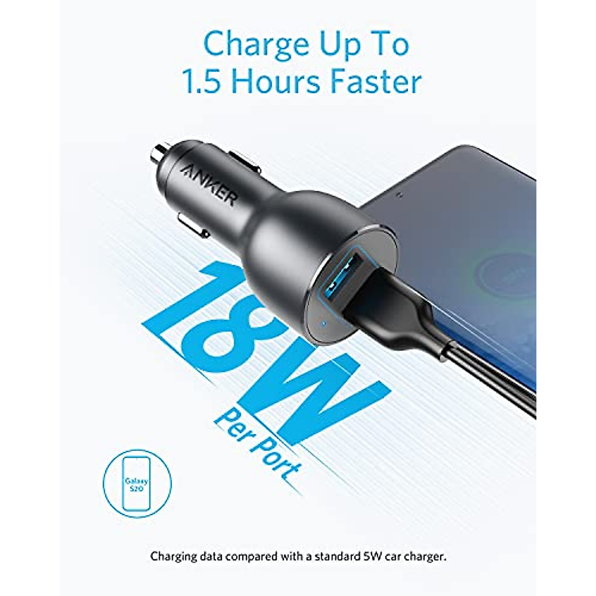 Anker Car Charger, 36W Metal Dual USB Car Phone Charger Adapter, PowerDrive III 2-Port 36W Alloy for iPhone 14 13 12 11 Pro Max mini X XR XS, iPad Pro mini, Galaxy S20/ S20+/ S10/ S10e/ S10+ and More