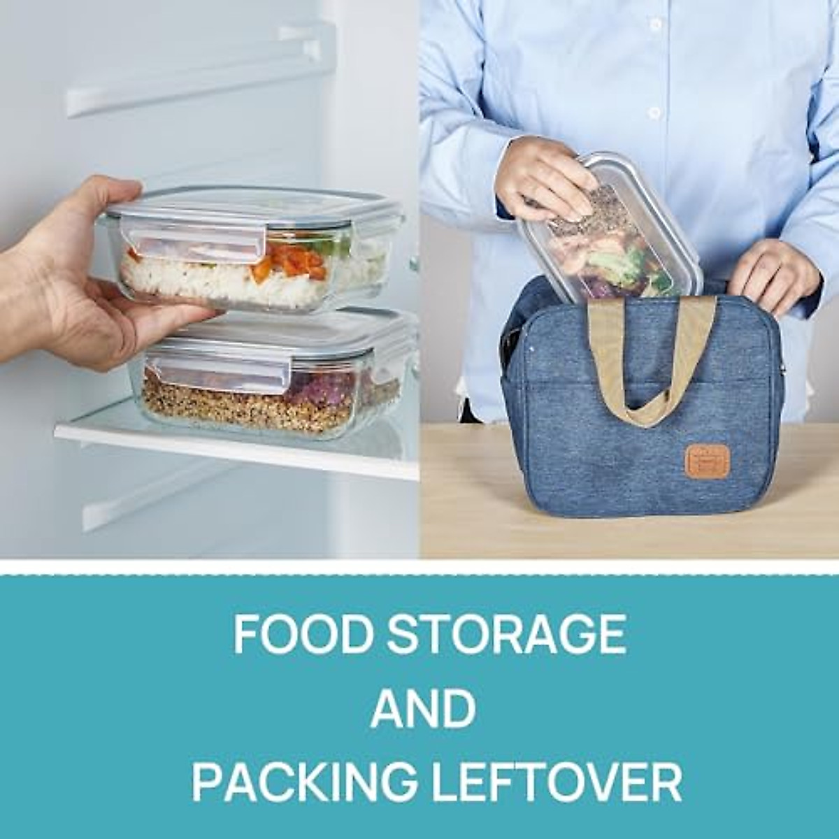 Vtopmart 10Pack 22oz Glass Food Storage Containers with Lids, Meal Prep Containers, Airtight Lunch Containers Bento Boxes with Snap Locking Lids for Microwave, Oven, Freezer and Dishwasher